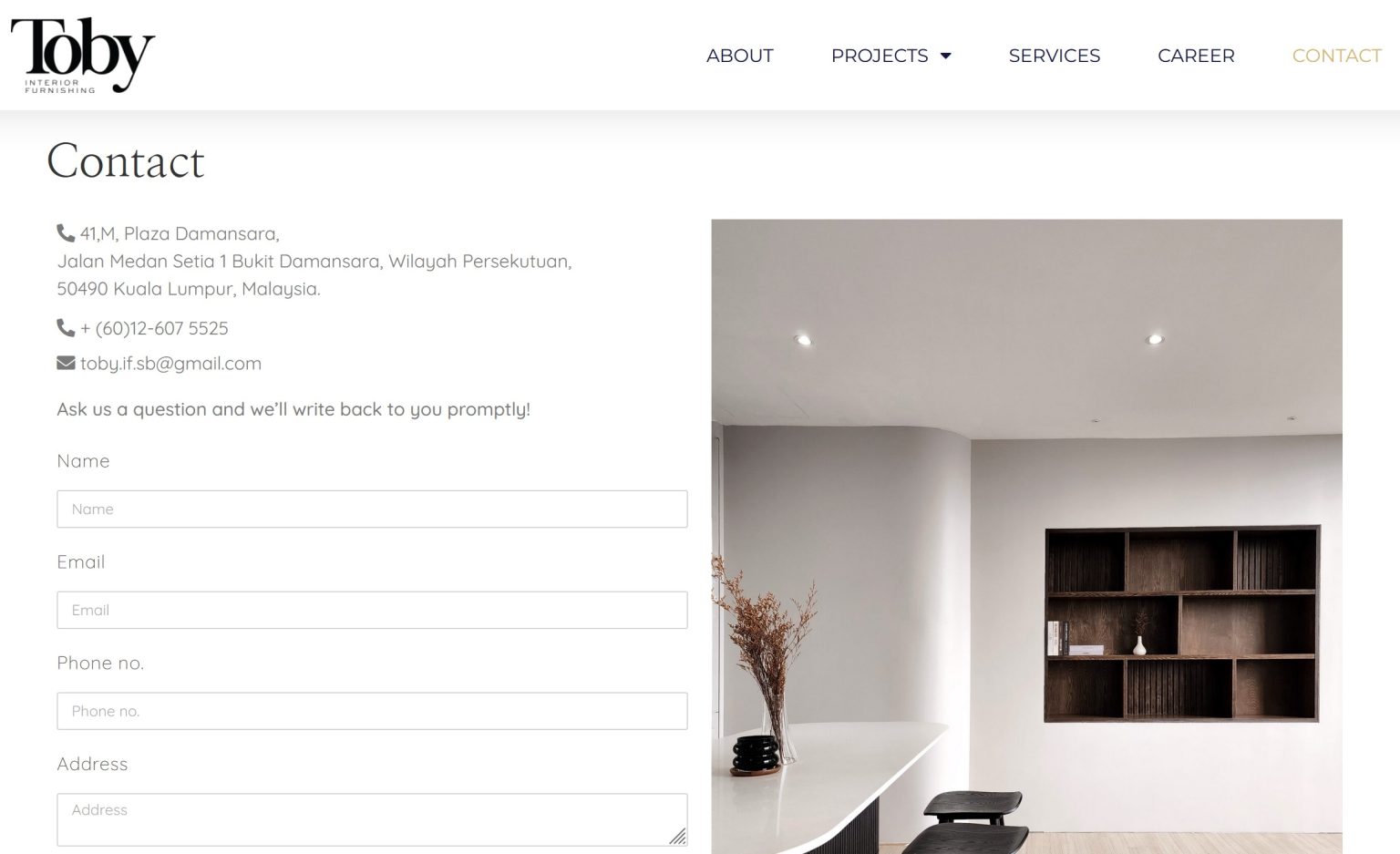 Toby Interior Funishing – CS Techsolution Ebusiness